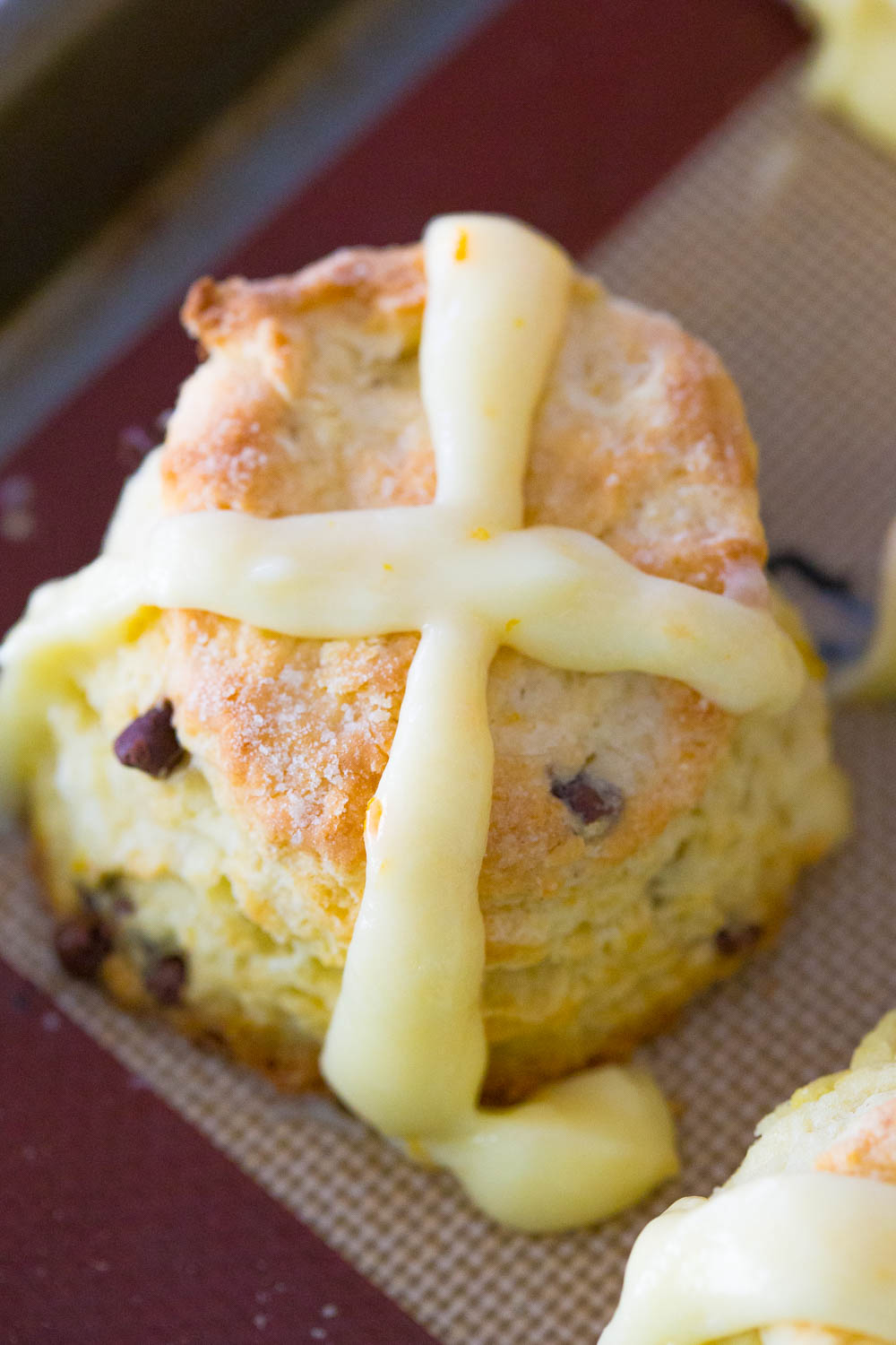 Hot Cross Orange Chocolate Chip Biscuits for Easter