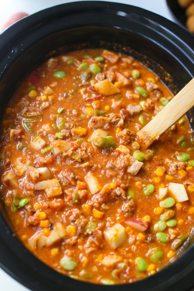 Easy Crock Pot Brunswick Stew with BBQ Pork and Chicken